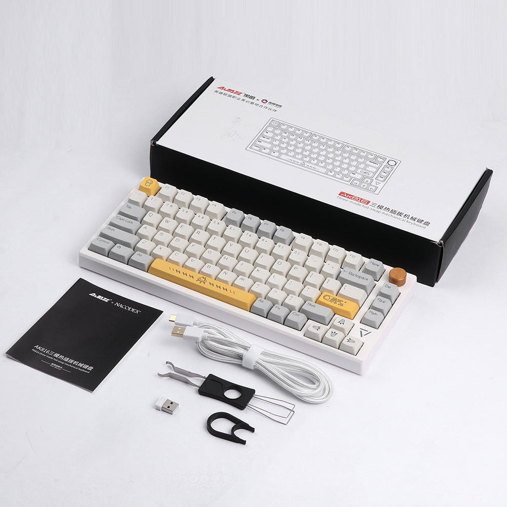 Ajazz AK816 Pro Wireless Mechanical 75% Full RGB + Rotary Knob 81 Keys ...